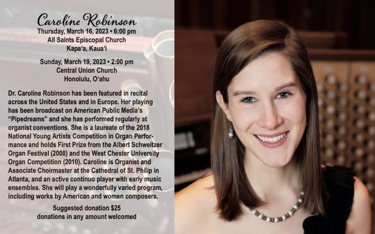 Organ Concert featuring Caroline Robinson – Central Union Church
